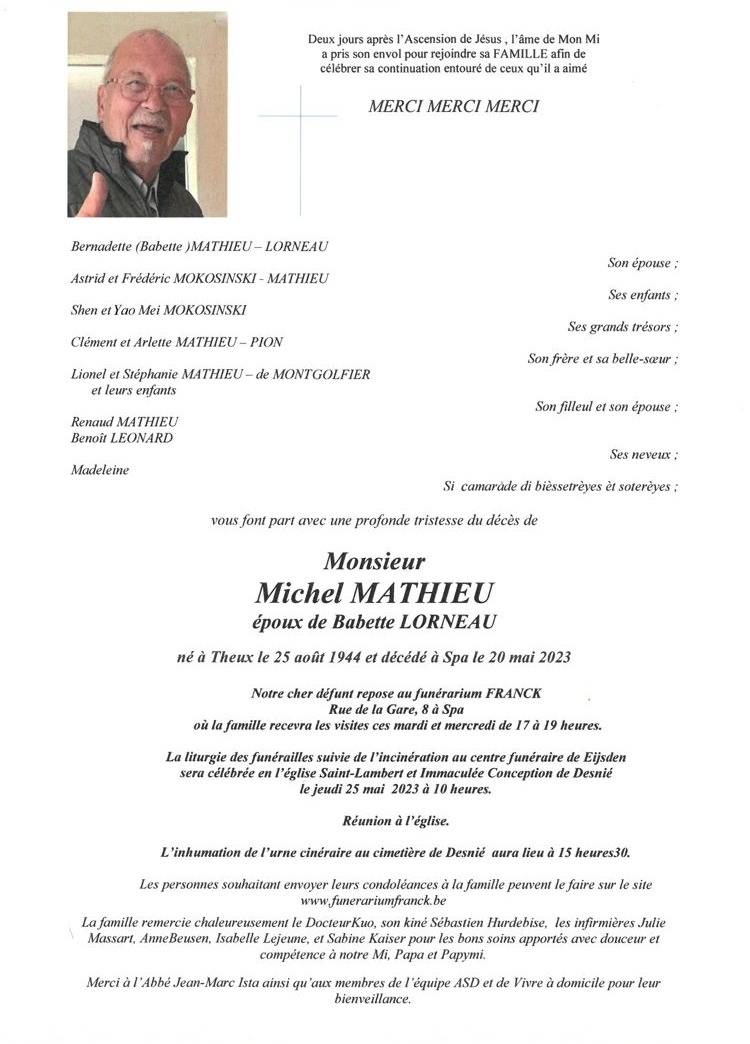 Décès de Michel Mathieu, ancien président du SI | Syndicat d'Initiative ...